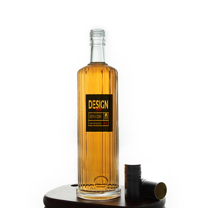 75CL Tall Round Striped Glass Liquor Bottle - Buy 750ml glass liquor ...